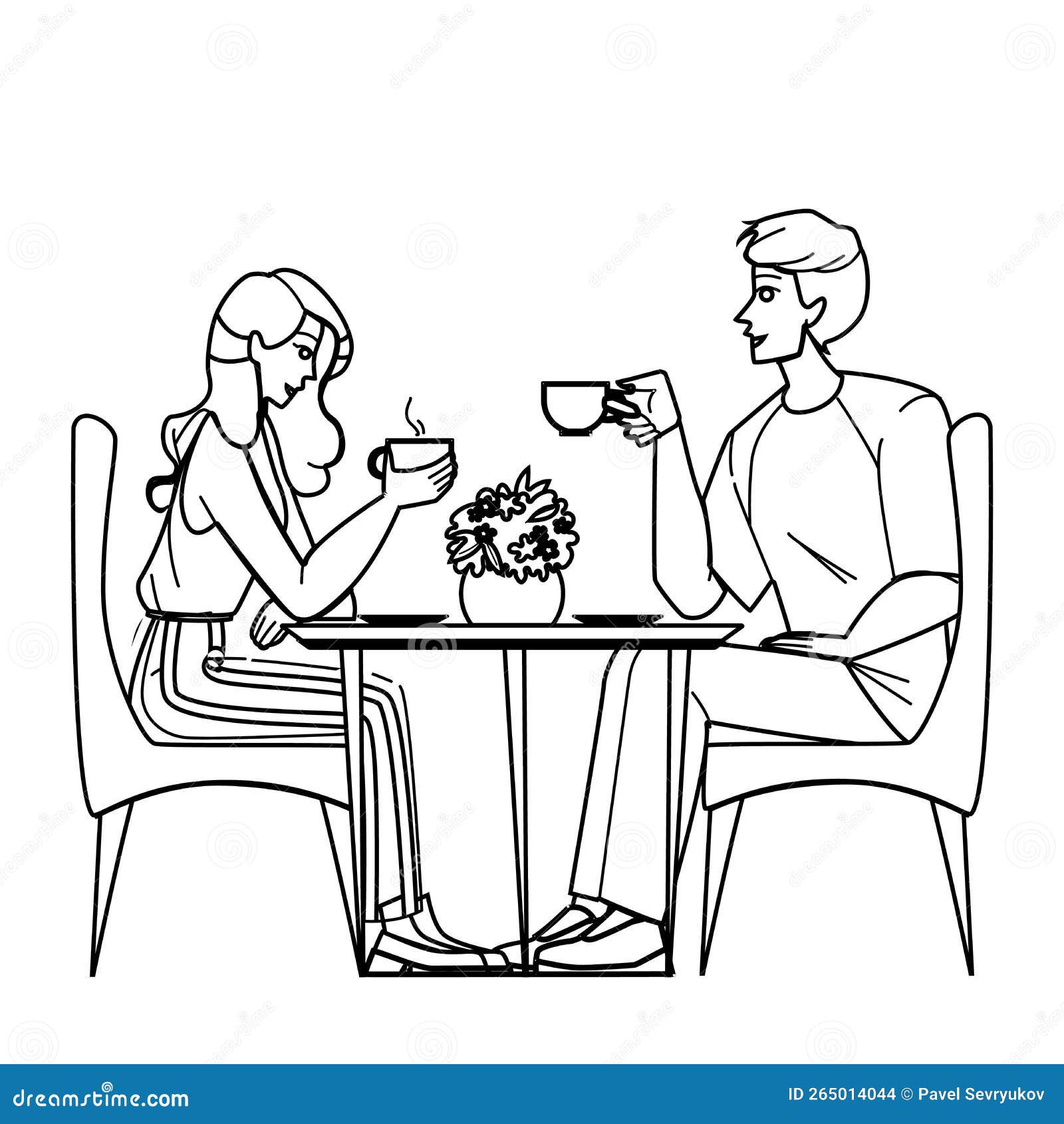 Couple Cafe Vector Stock Vector Illustration Of Female 265014044