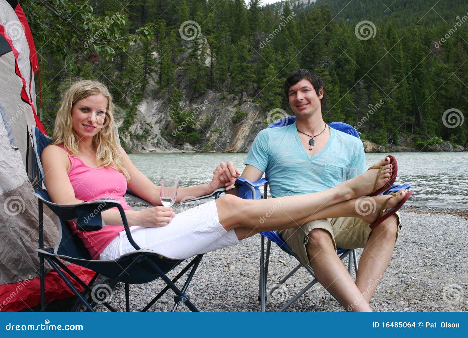 Couple camping stock photo. Image of girlfriend, drink - 16485064
