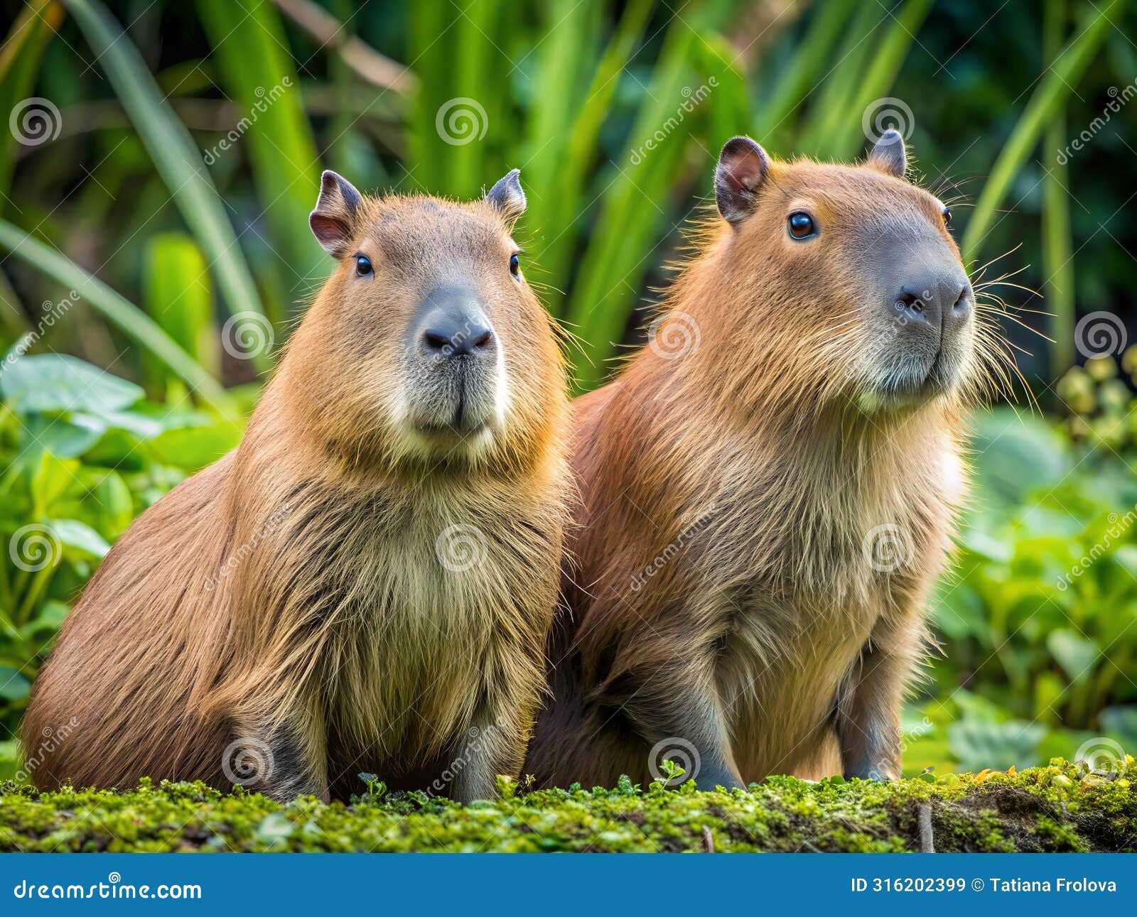 A Couple of Capybara in Wildlife, Close Up Stock Illustration ...