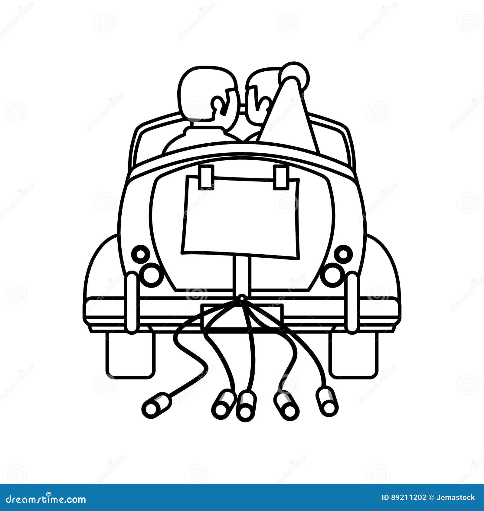 Couple Car Just Married Outline Stock Illustration Illustration Of