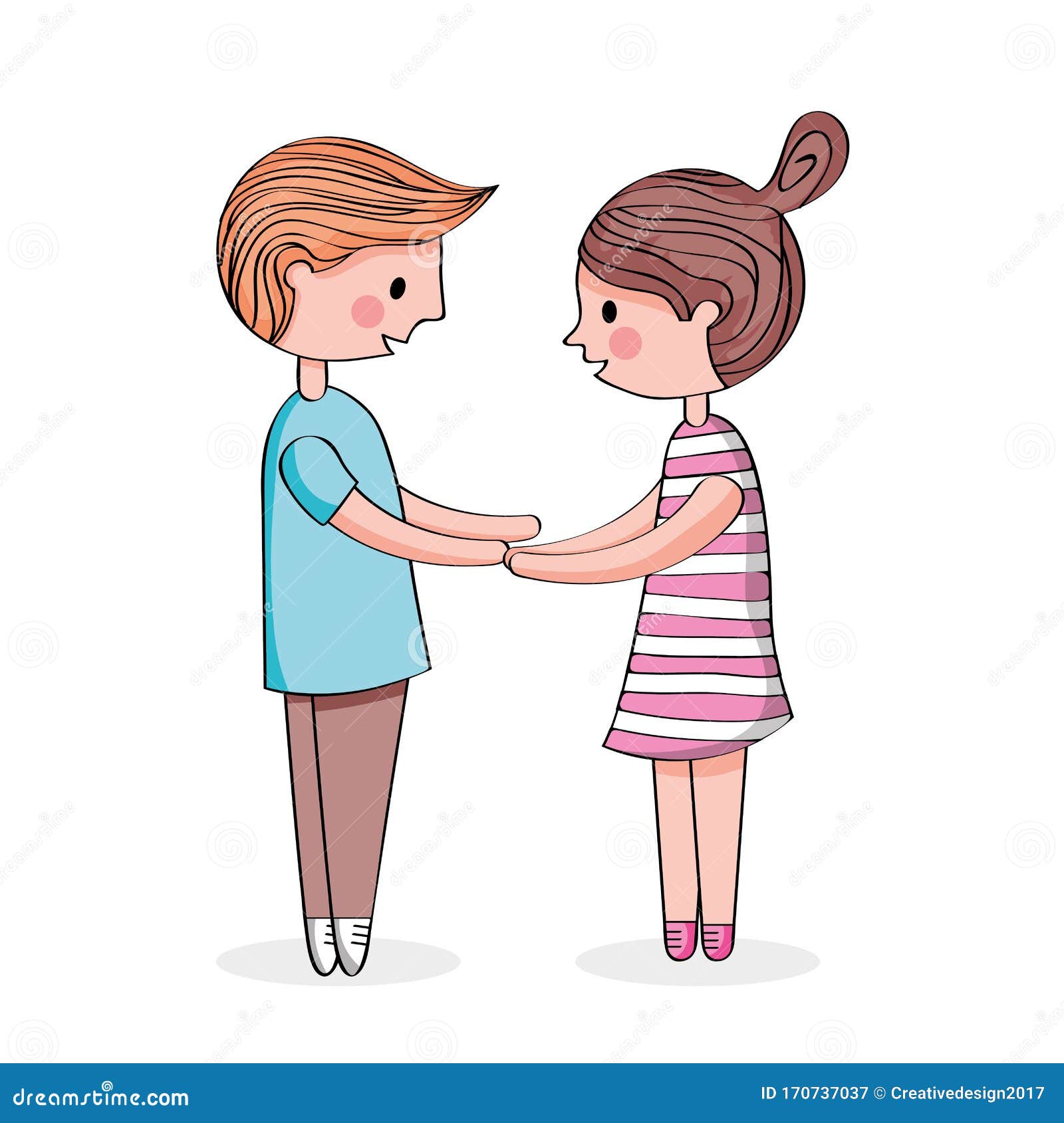 Couple Cartoon Holding Hands. Vector Stock Vector - Illustration of ...