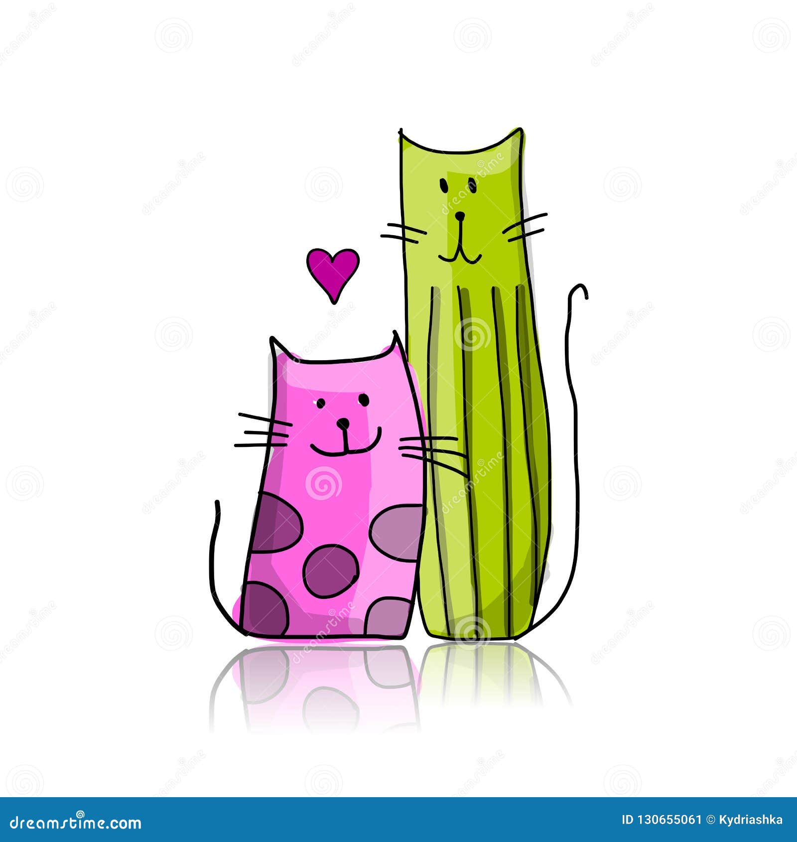 Couple of Cat, Sketch for Your Design Stock Vector - Illustration of ...