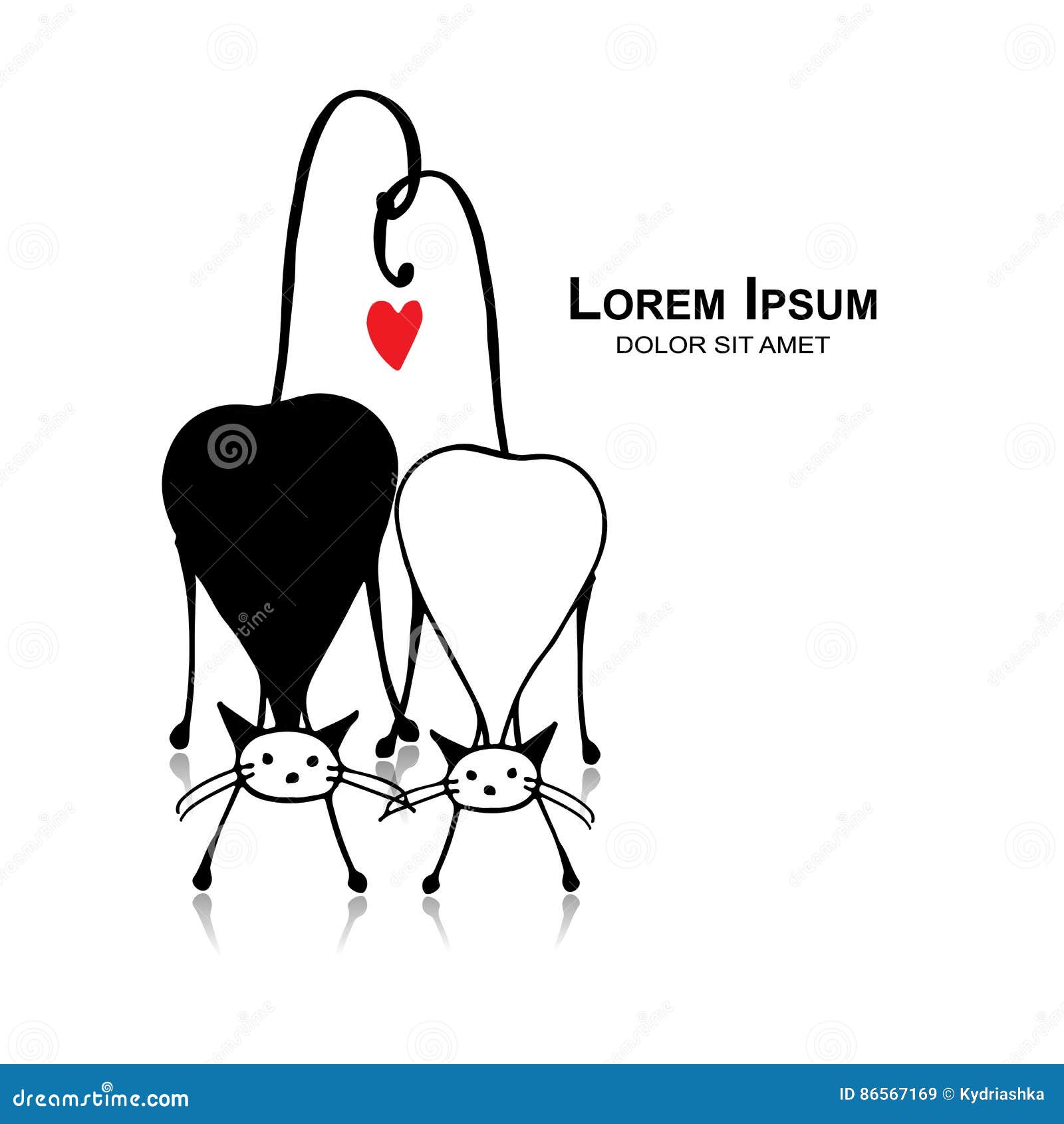 Couple of Cat, Sketch for Your Design Stock Vector - Illustration of ...