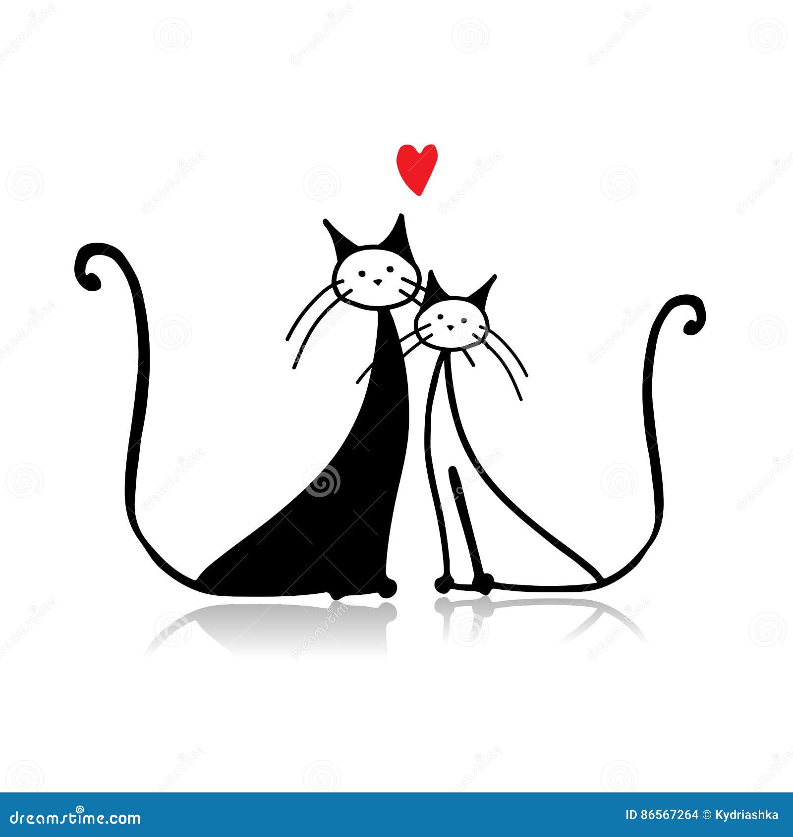 Couple of Cat, Sketch for Your Design Stock Vector - Illustration of ...
