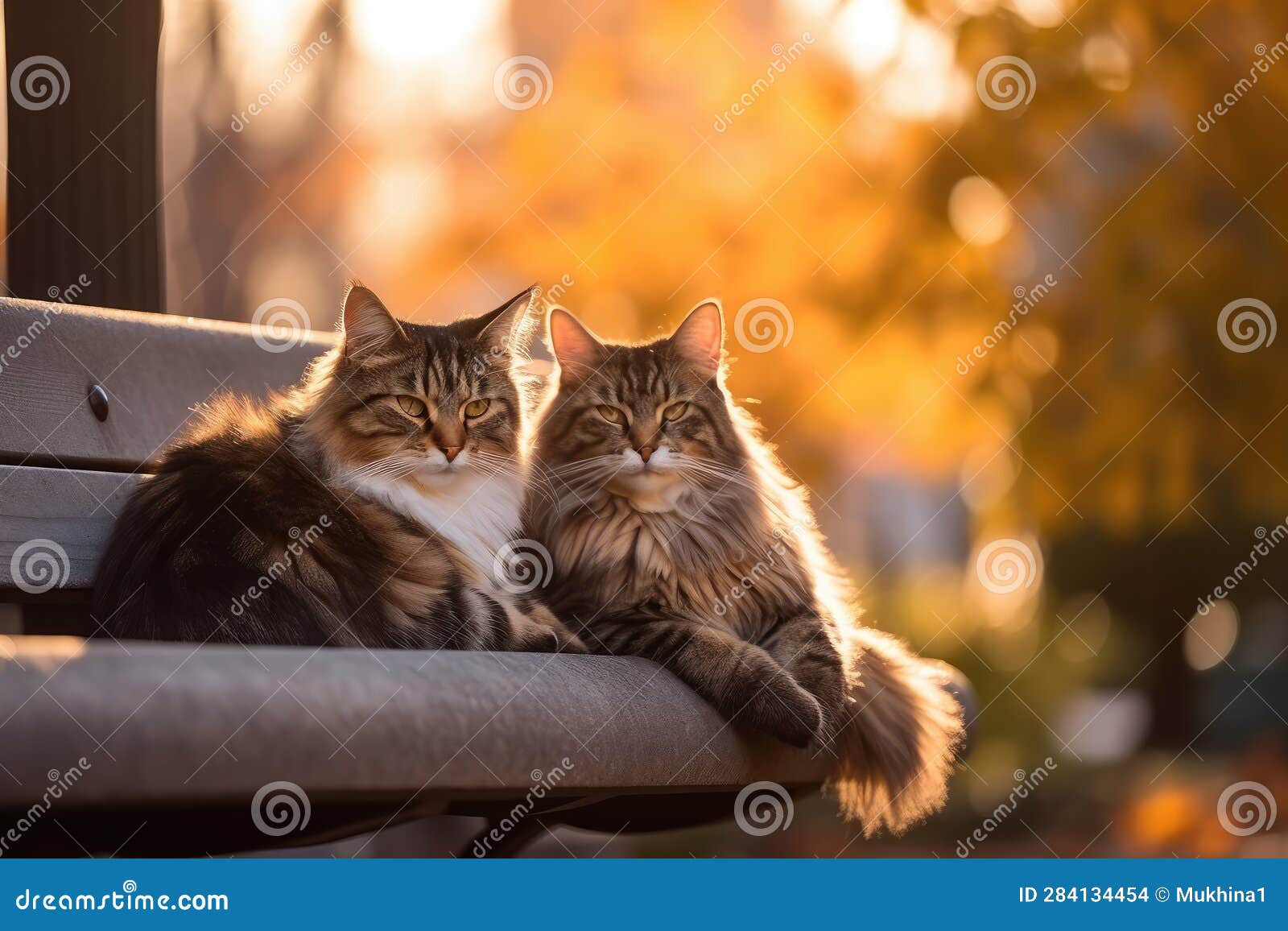 Cats On A Bench. Cartoon Vector Illustration | CartoonDealer.com #29342204