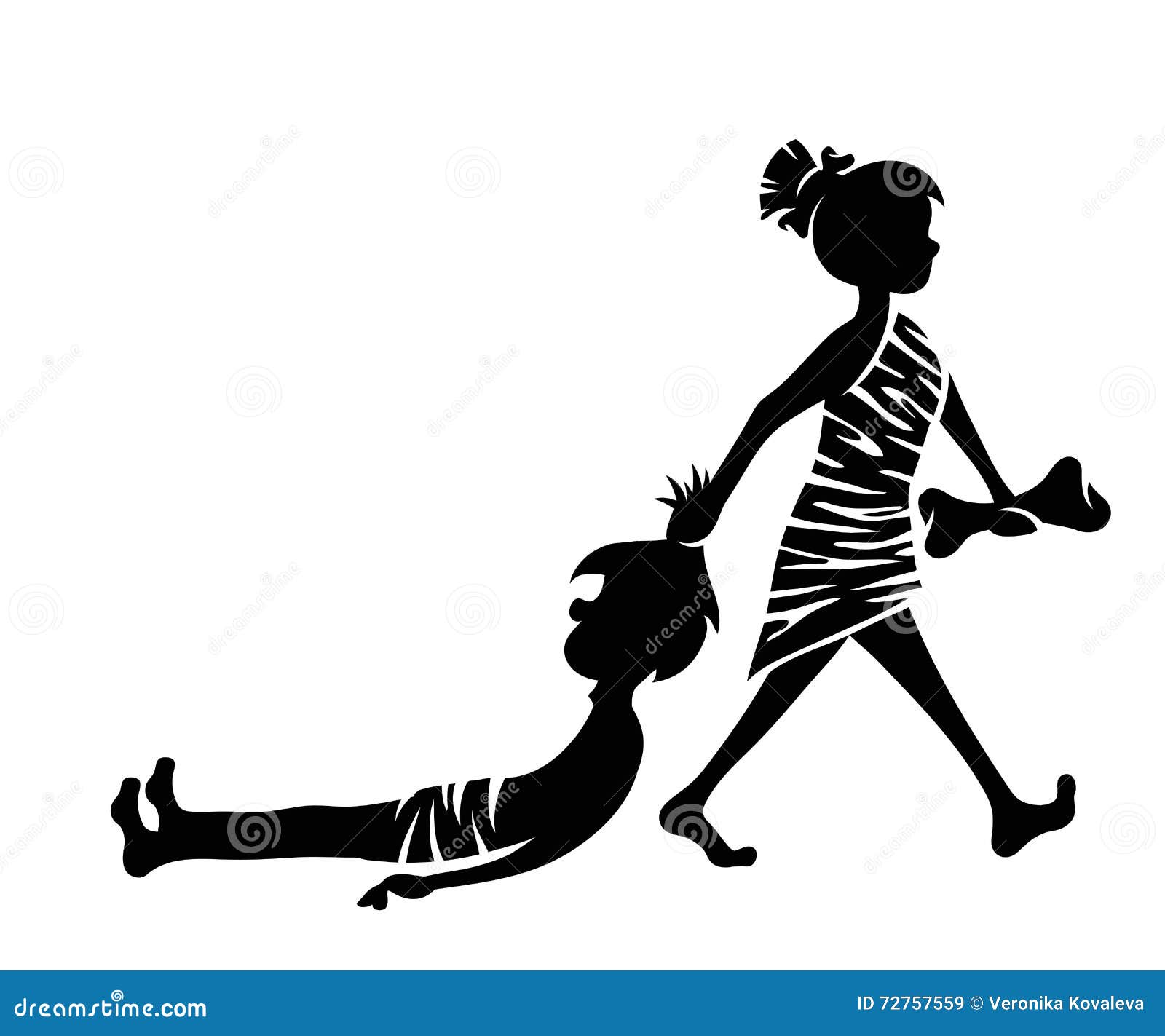 Caveman Dragging His Woman By Her Hair Cartoon Vector | CartoonDealer ...
