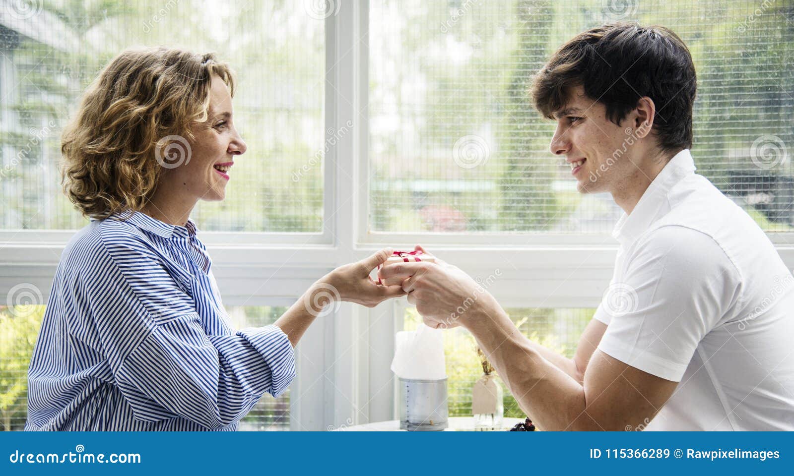 Couple Celebrating Anniversary at a Cafe Stock Image - Image of cafe ...