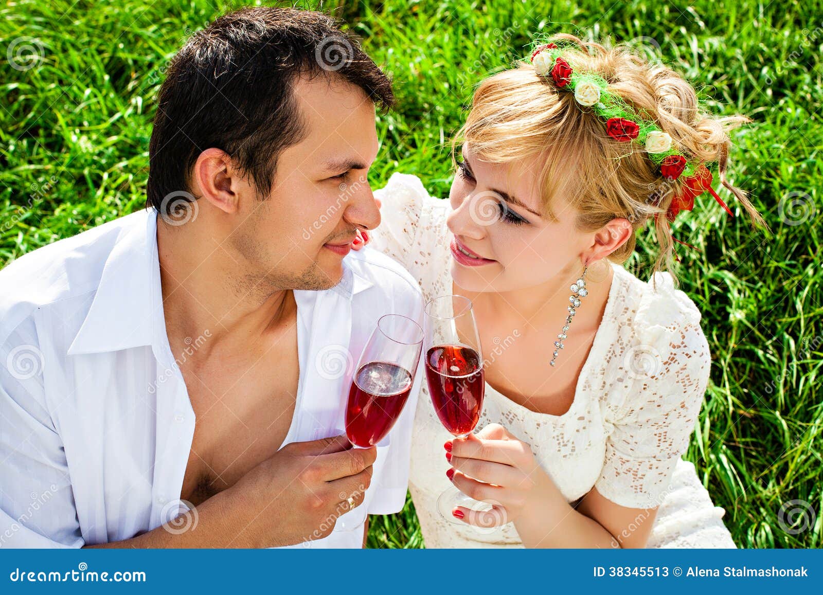 Couple Celebrating Together Stock Image - Image of glass, looking: 38345513