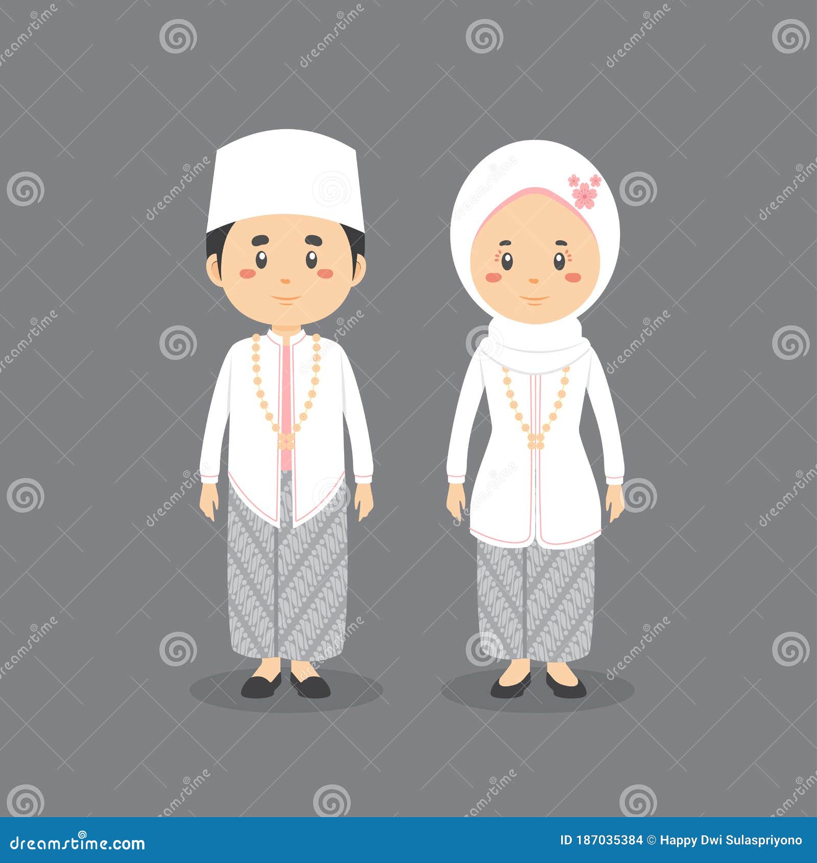 Couple Character Indonesian Wearing Traditional Wedding Dress Stock ...