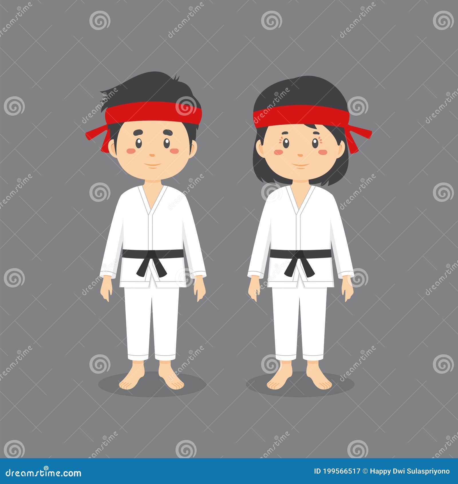 Couple Character Wearing Karate Outfit Stock Vector - Illustration of ...