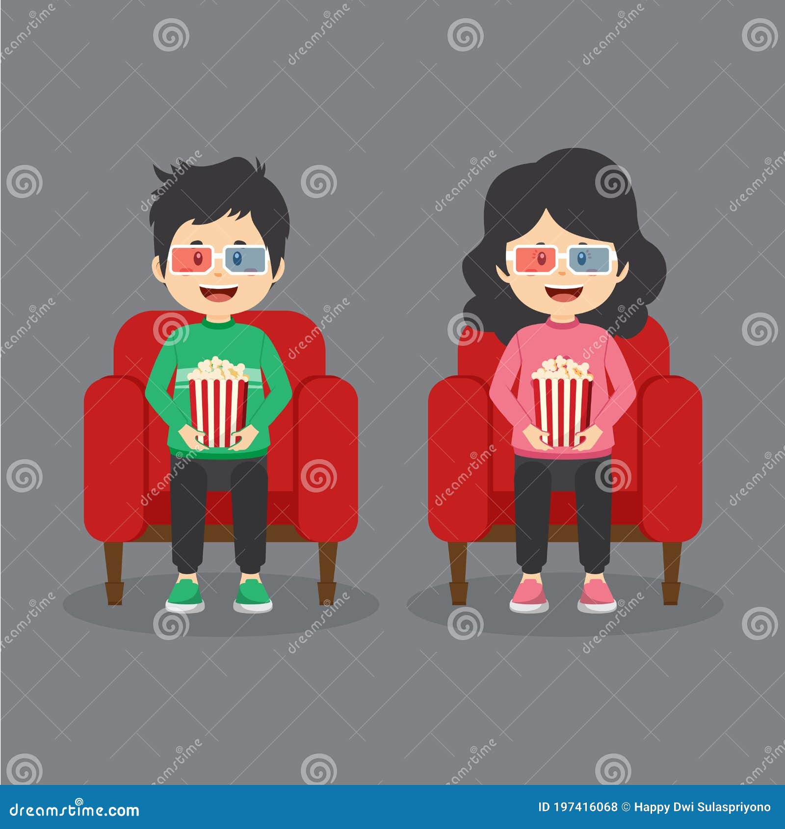 Couple Characters Morning Hygiene Procedure Young Woman And Man Stand