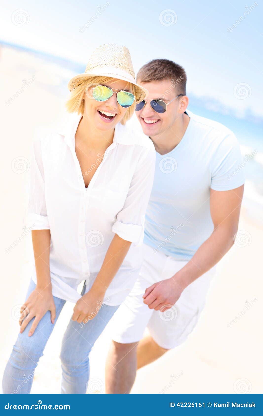 Couple Chasing at the Beach Stock Image - Image of face, lifestyle ...