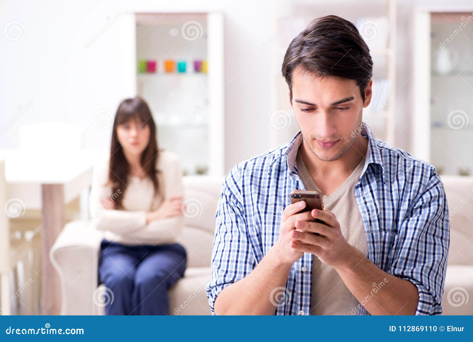 The Couple Cheating on Each Other at Home Stock Photo - Image of ...