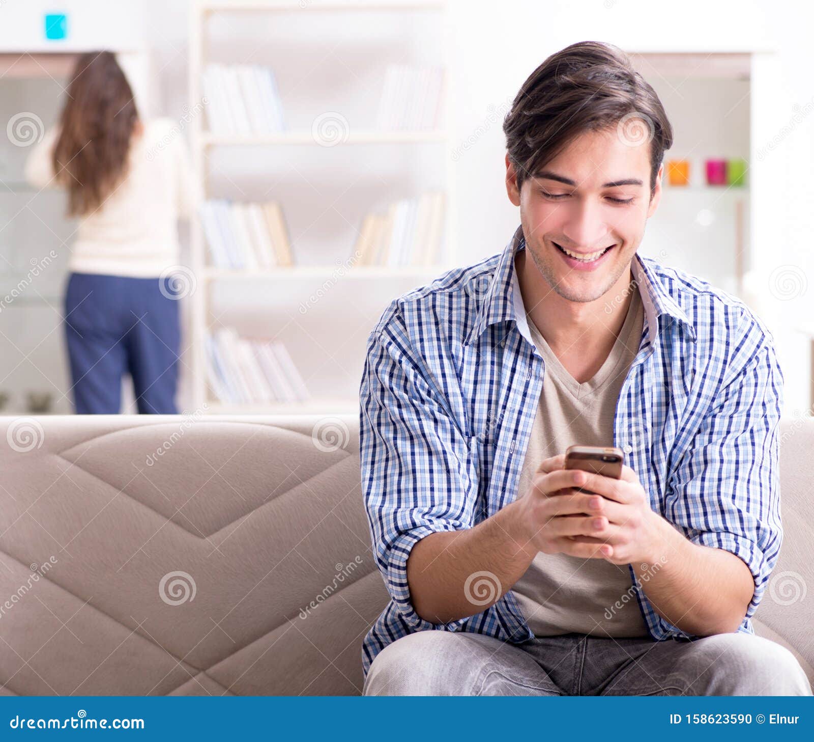 Couple Cheating on Each Other at Home Stock Photo - Image of liar ...