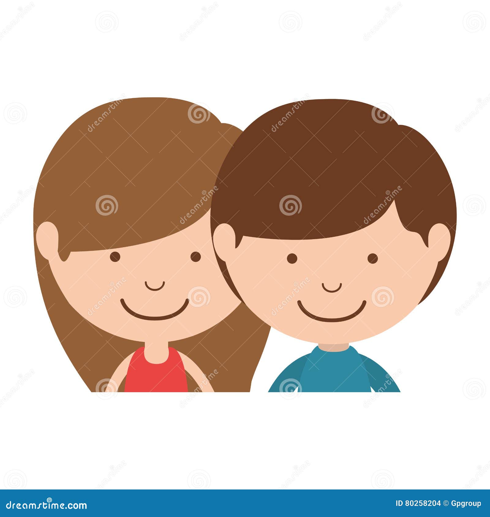 Couple of Children Half Body Stock Vector - Illustration of childhood ...