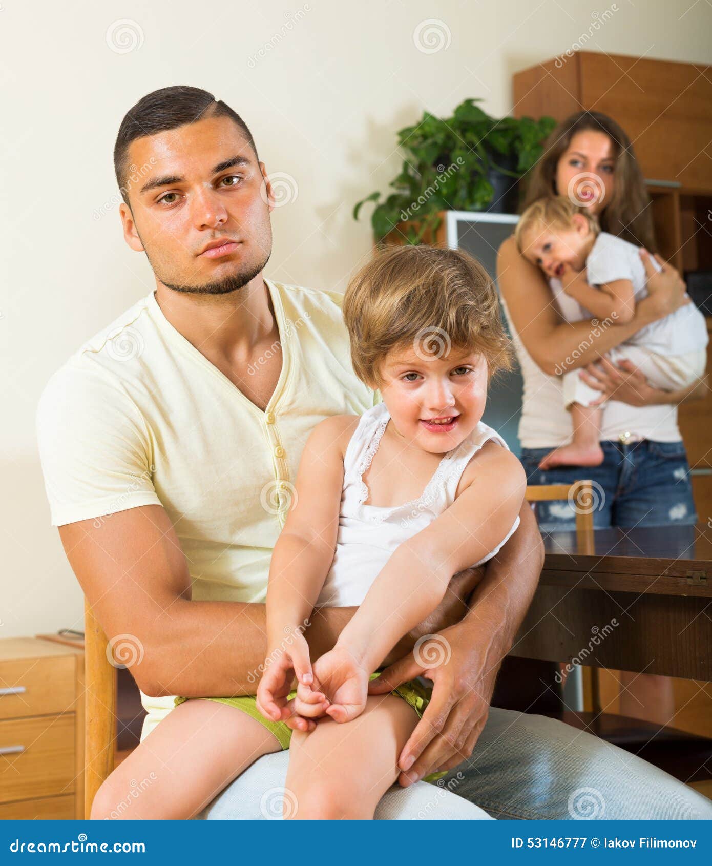 Couple with Children Having Quarrel Stock Image - Image of broken ...