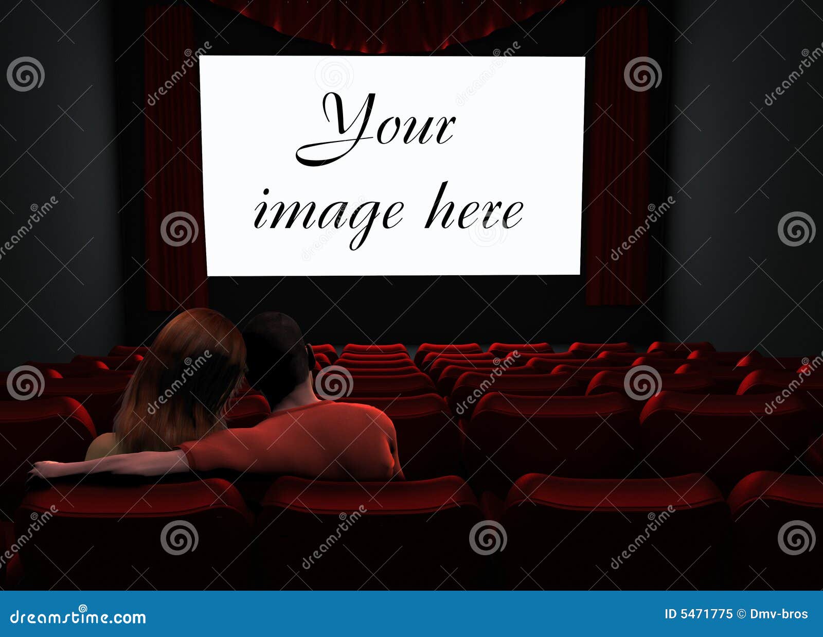 Couple in cinema stock illustration. Illustration of embrace - 5471775