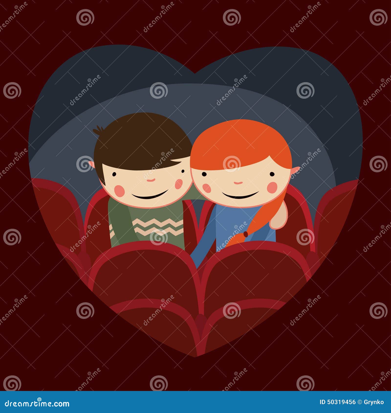Couple In Cinema Vector Illustration Set Isolated On White Background ...