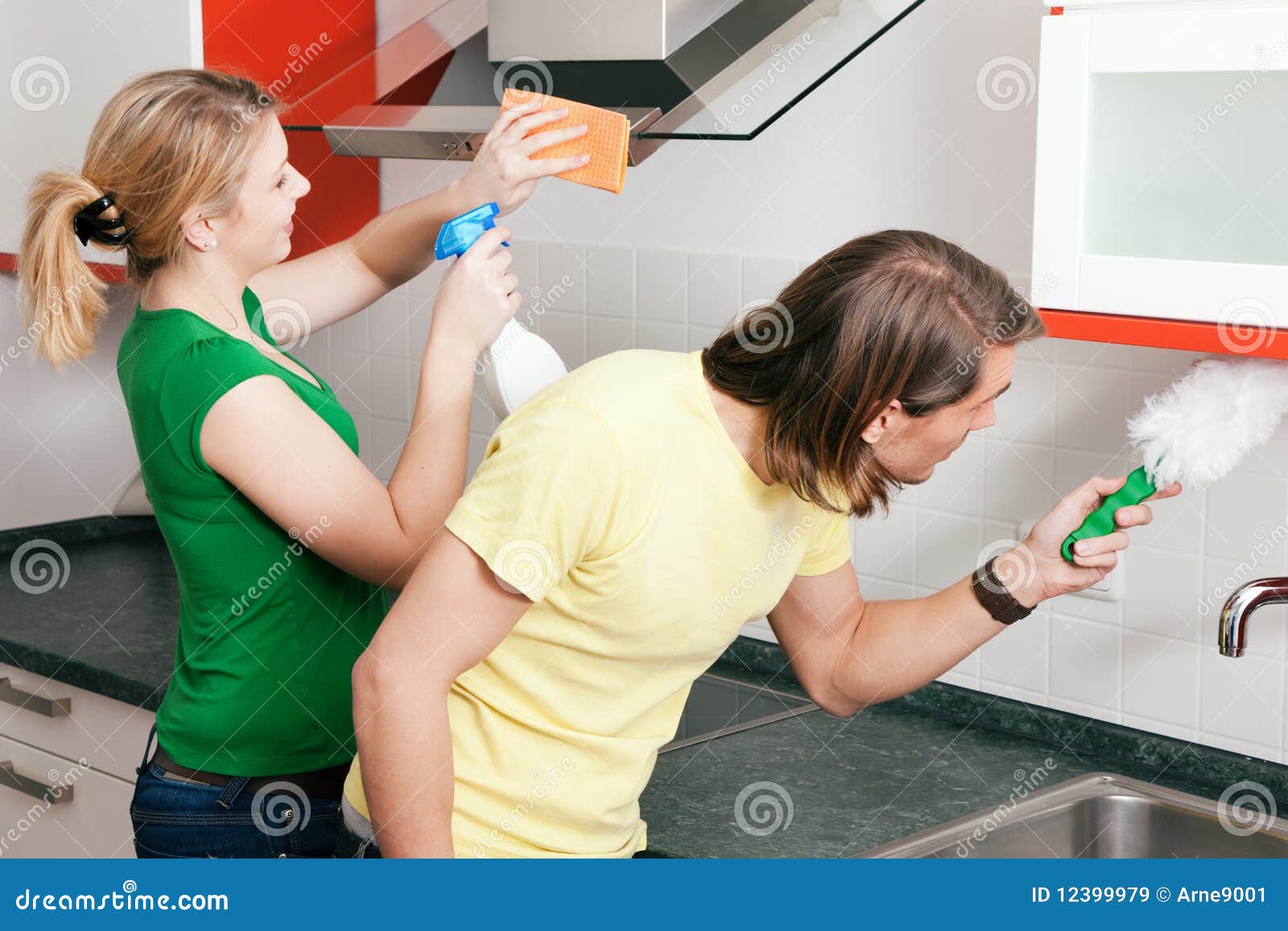 Couple cleaning apartment stock image. Image of cleaning - 12399979