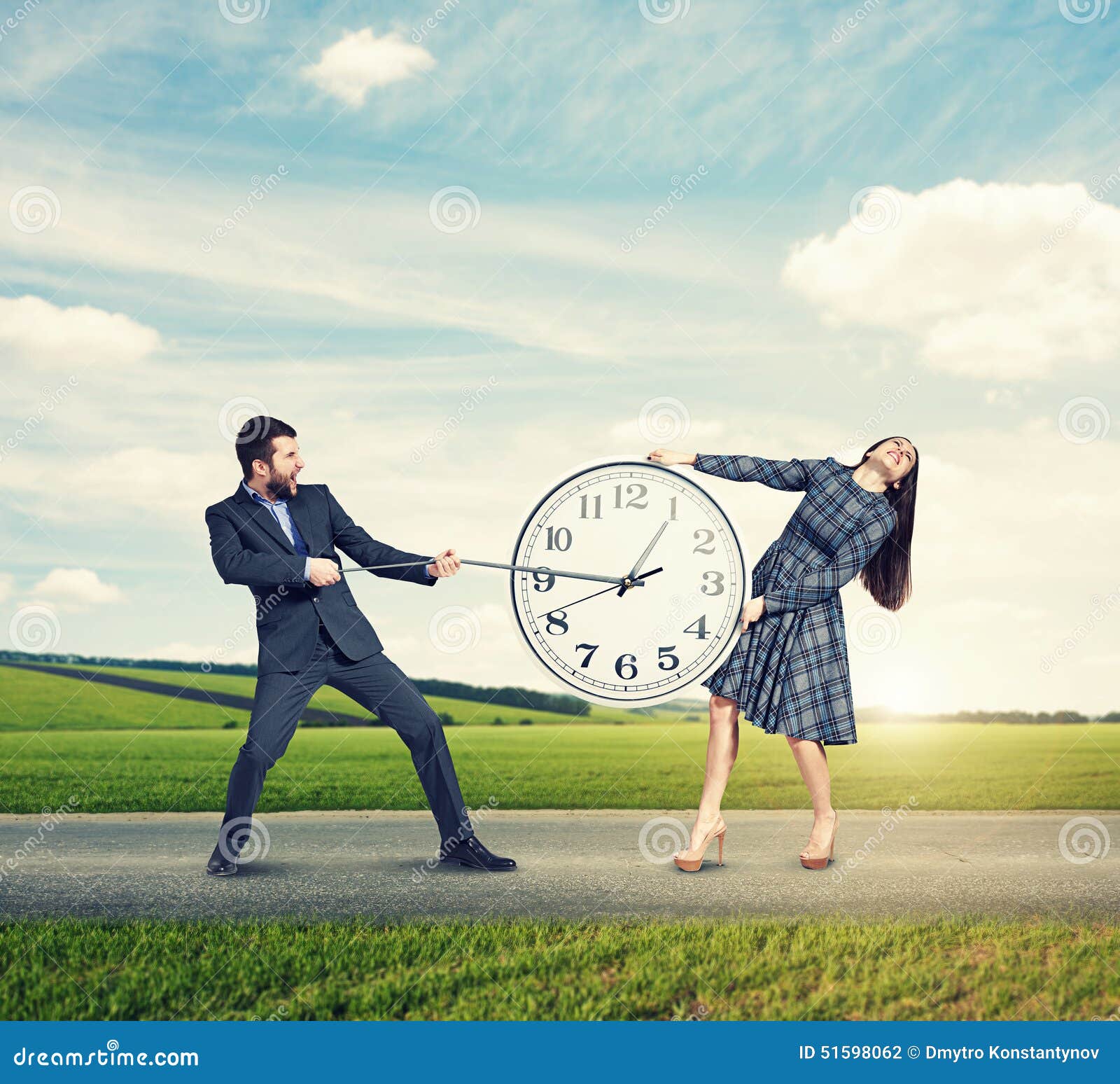 Couple with Clock at Outdoor Stock Photo - Image of compete, minute ...