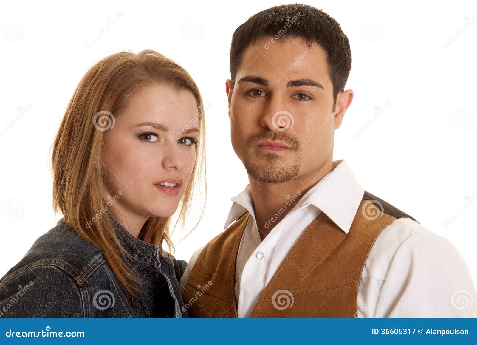 Couple Close Heads Both Looking Stock Image - Image of face, female ...