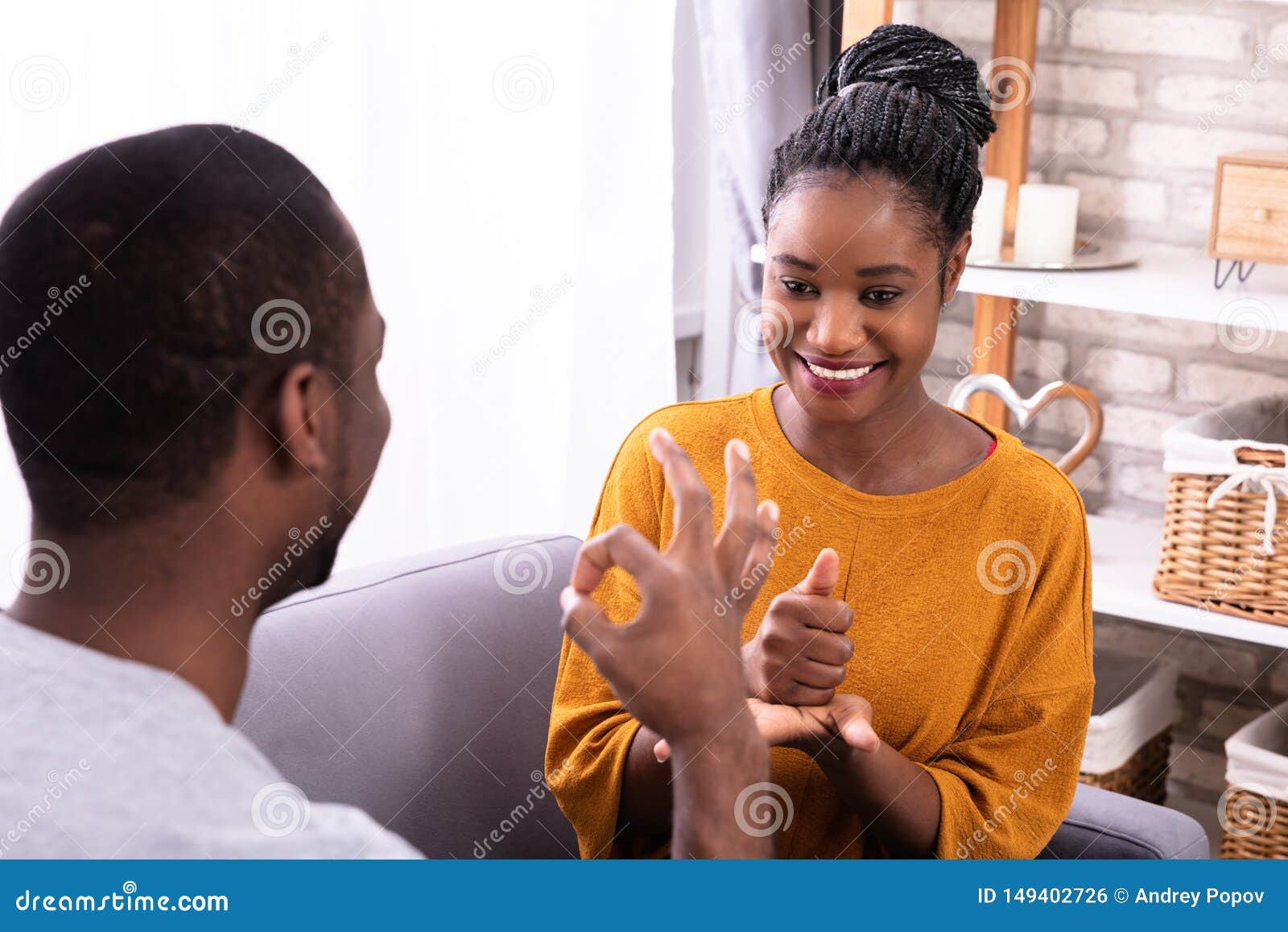 Couple Communicating with Sign Languages Stock Photo - Image of hands ...