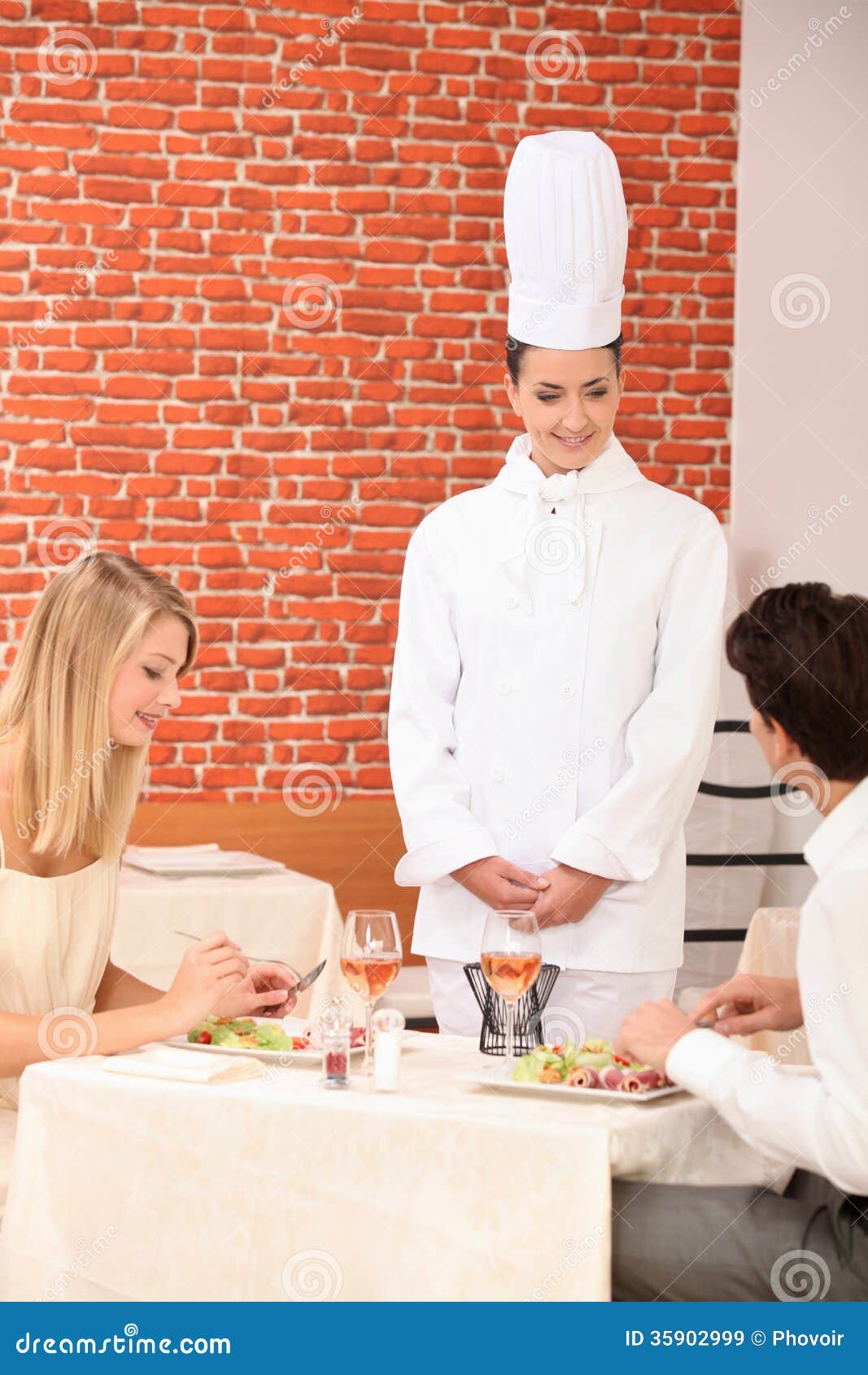 Couple Complimenting the Chef Stock Image - Image of patronage ...