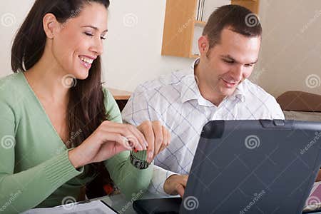 Couple and computer stock photo. Image of budget, adult - 4580004