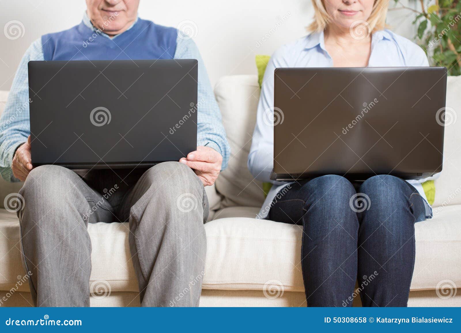 Couple with computers stock photo. Image of aged, businesswoman - 50308658