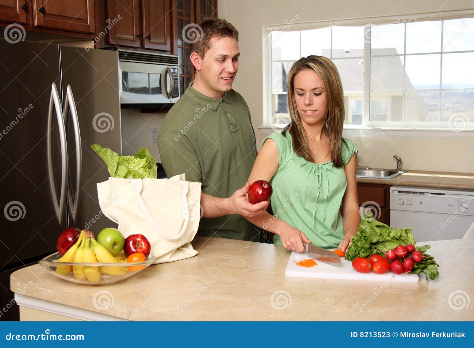 Couple Cooking stock image. Image of female, food, lifestyle - 8213523