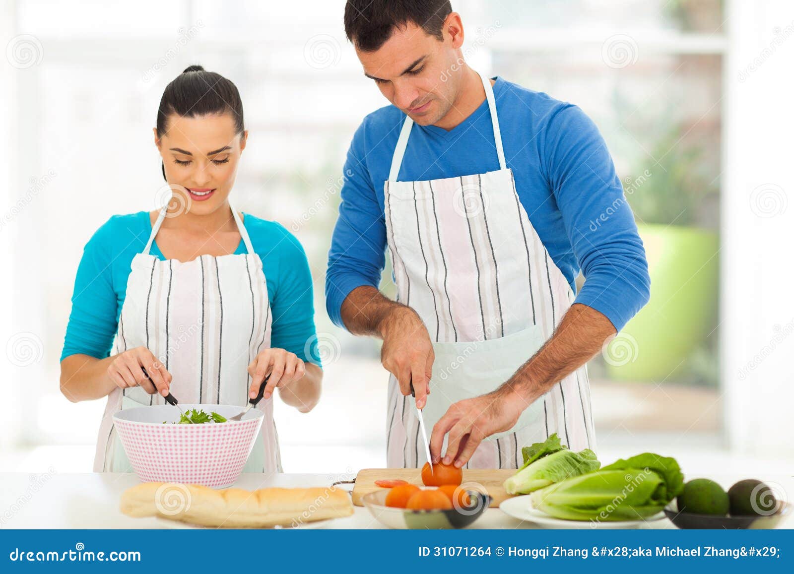 Couple cooking home stock photo. Image of girlfriend - 31071264