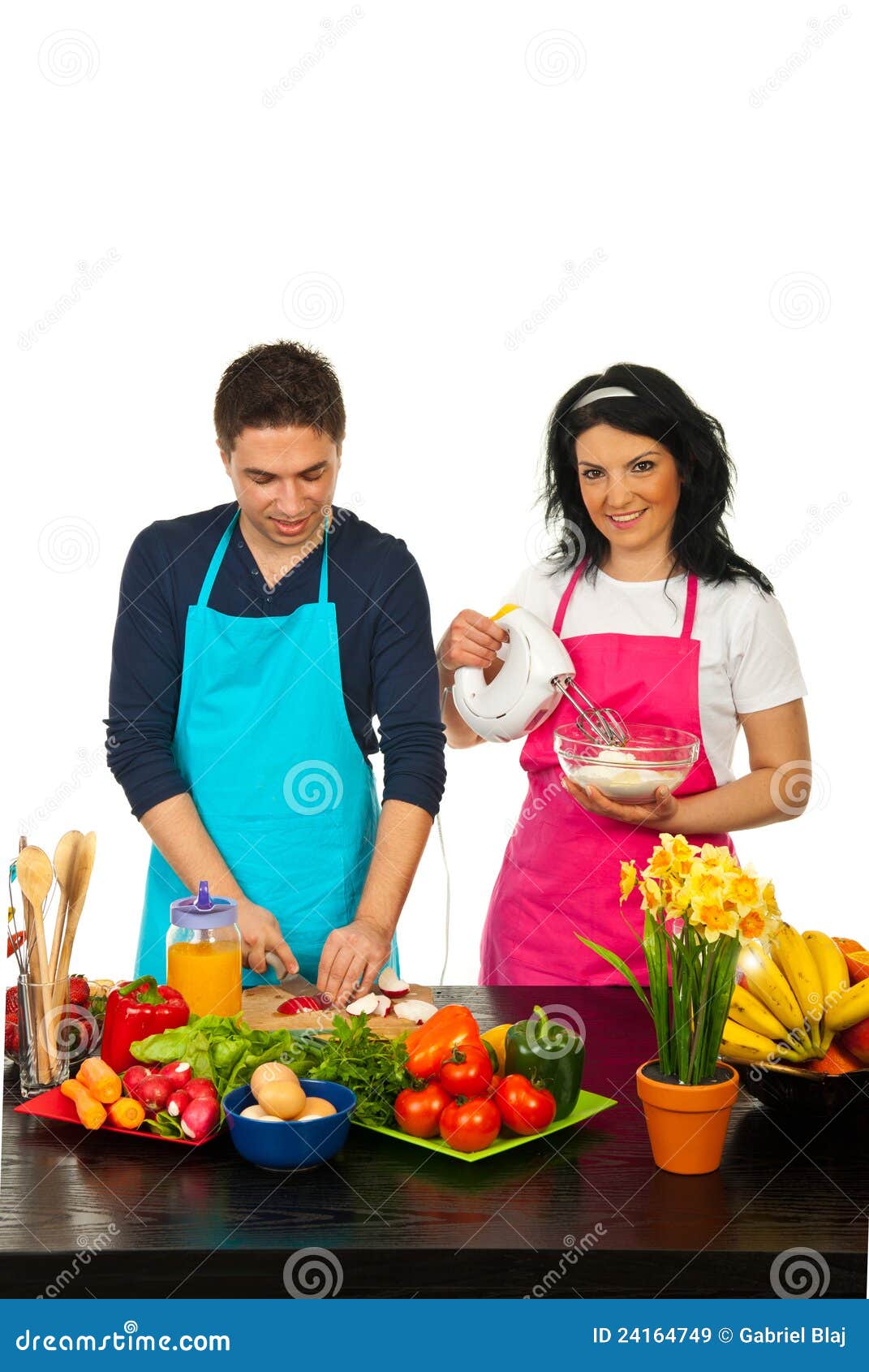 Couple cooking together stock image. Image of female - 24164749