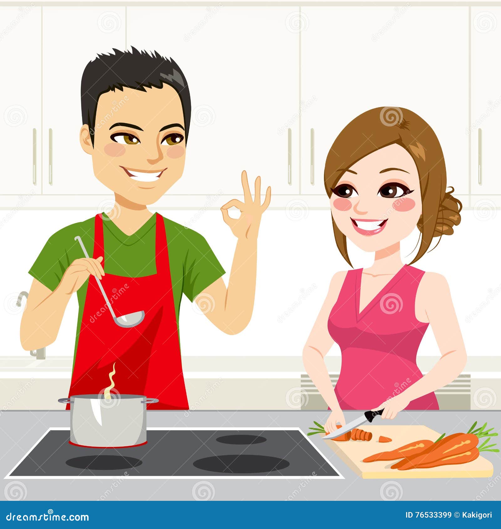 Couple Cooking Together stock vector. Illustration of vegetables - 76533399