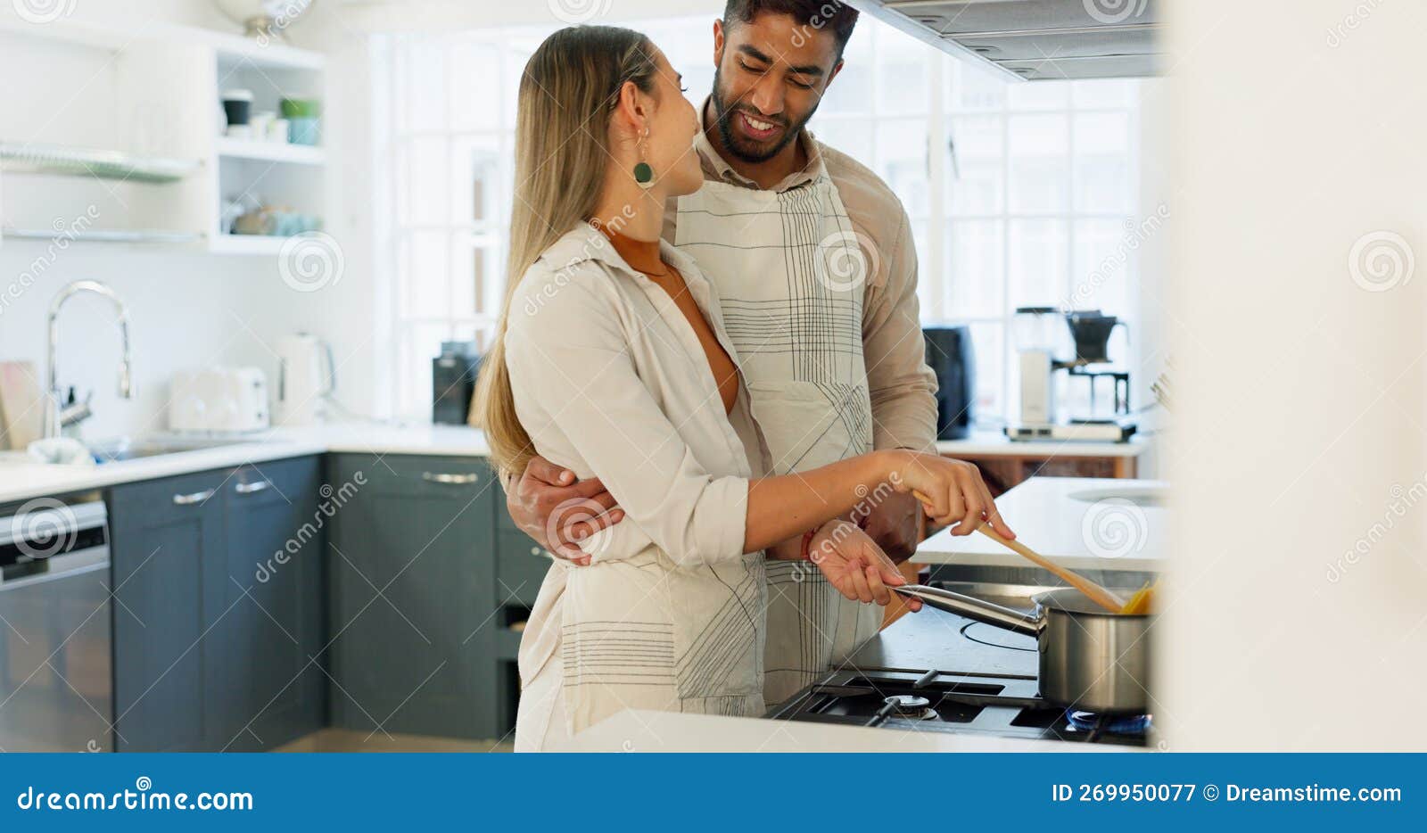 Couple, Cooking and Together in Kitchen and Learning for Relationship ...