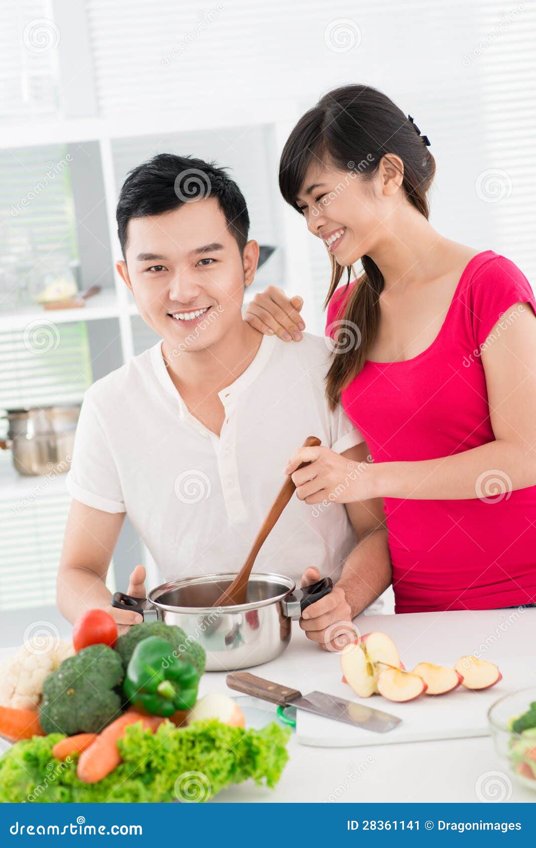 Couple of cooks stock image. Image of girl, happiness - 28361141