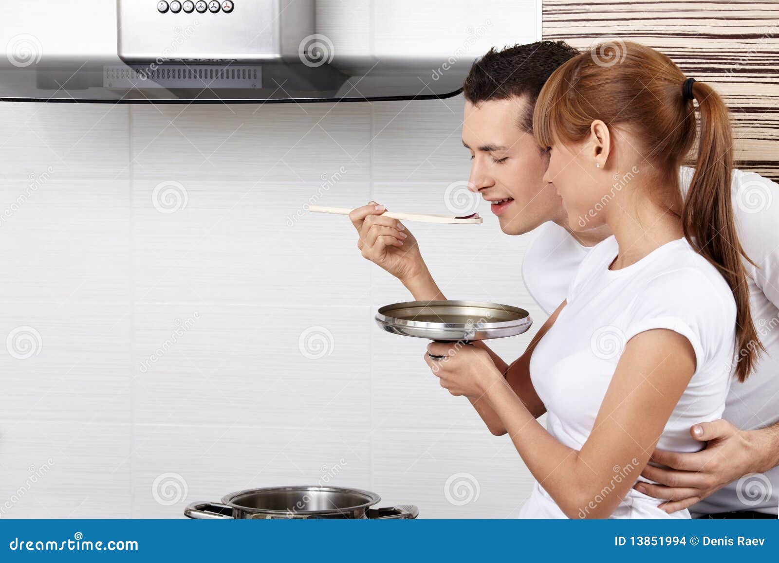 The couple cooks food stock photo. Image of leisure, male - 13851994