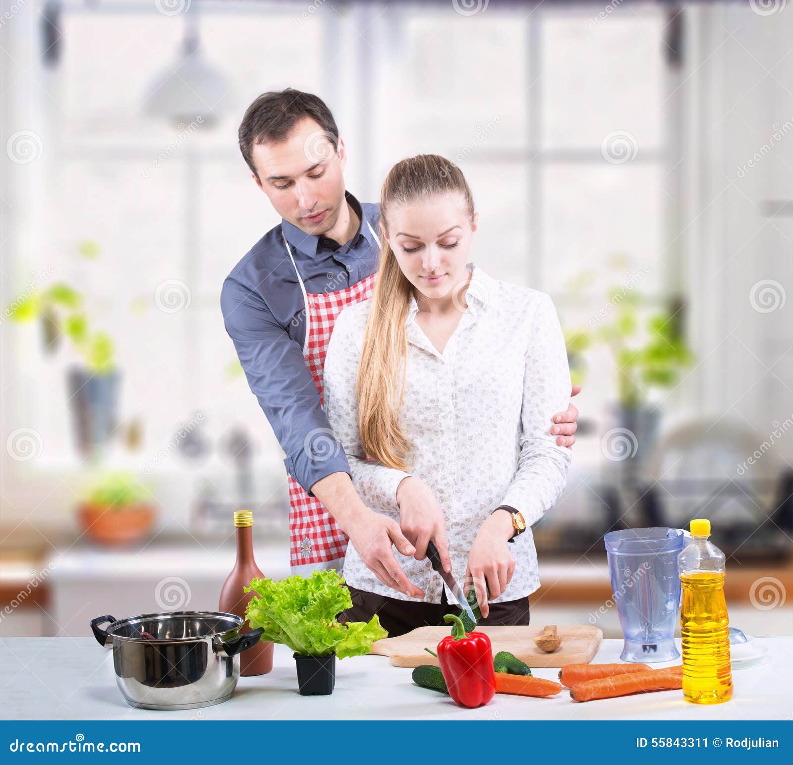 A couple cooks stock image. Image of couple, human, partner - 55843311
