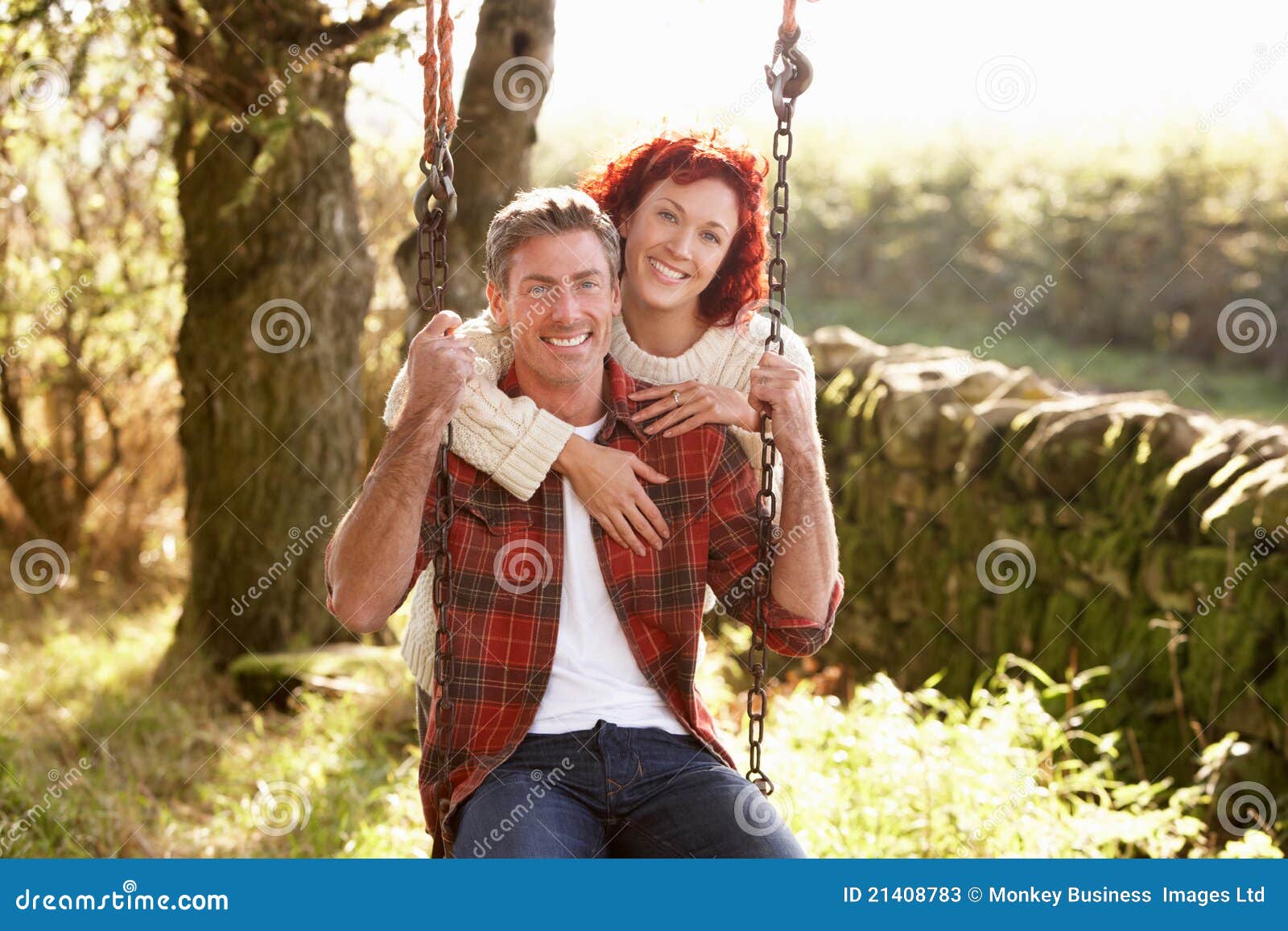 Couple with Country Garden Swing Stock Image - Image of garden ...