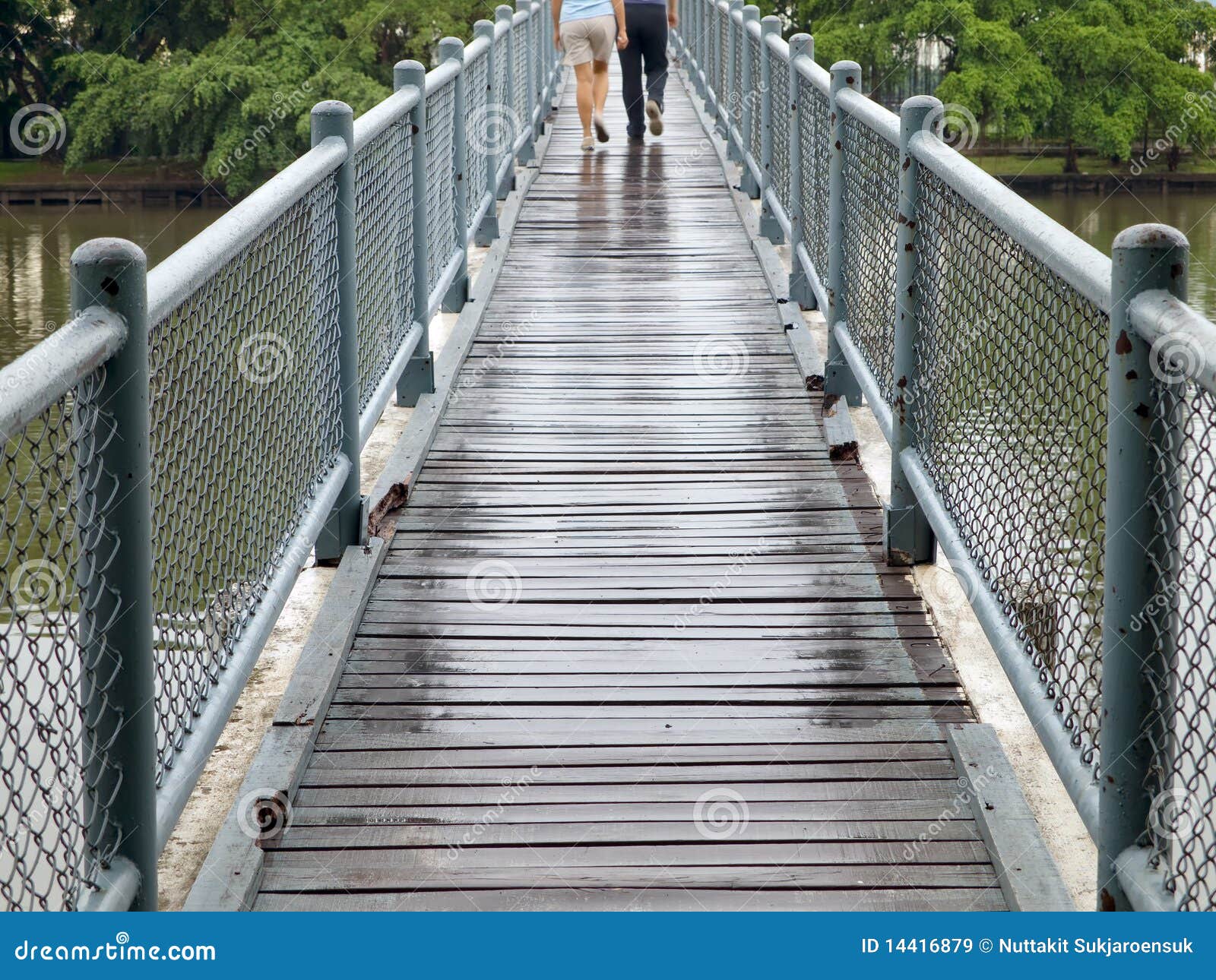 Couple cross-bridge stock image. Image of outdoor, together - 14416879