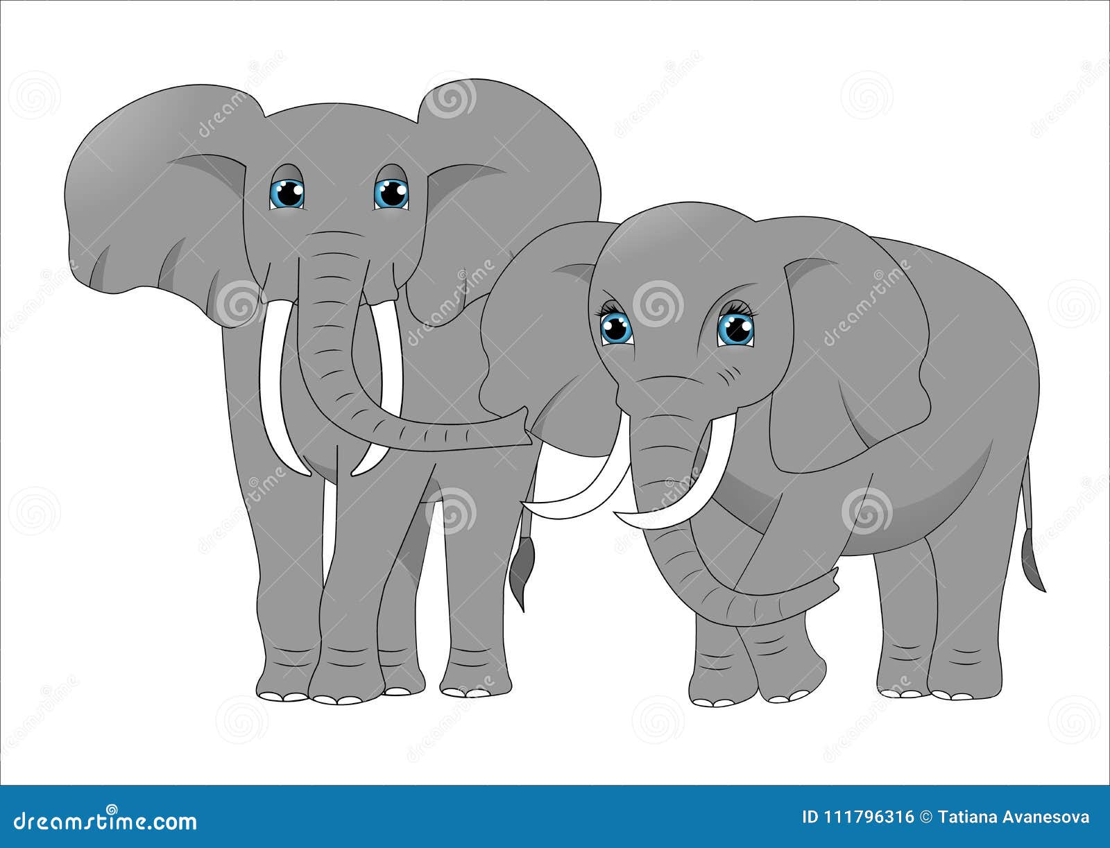 Couple Of Cute Cartoon Elephants Stock Illustration Illustration Of