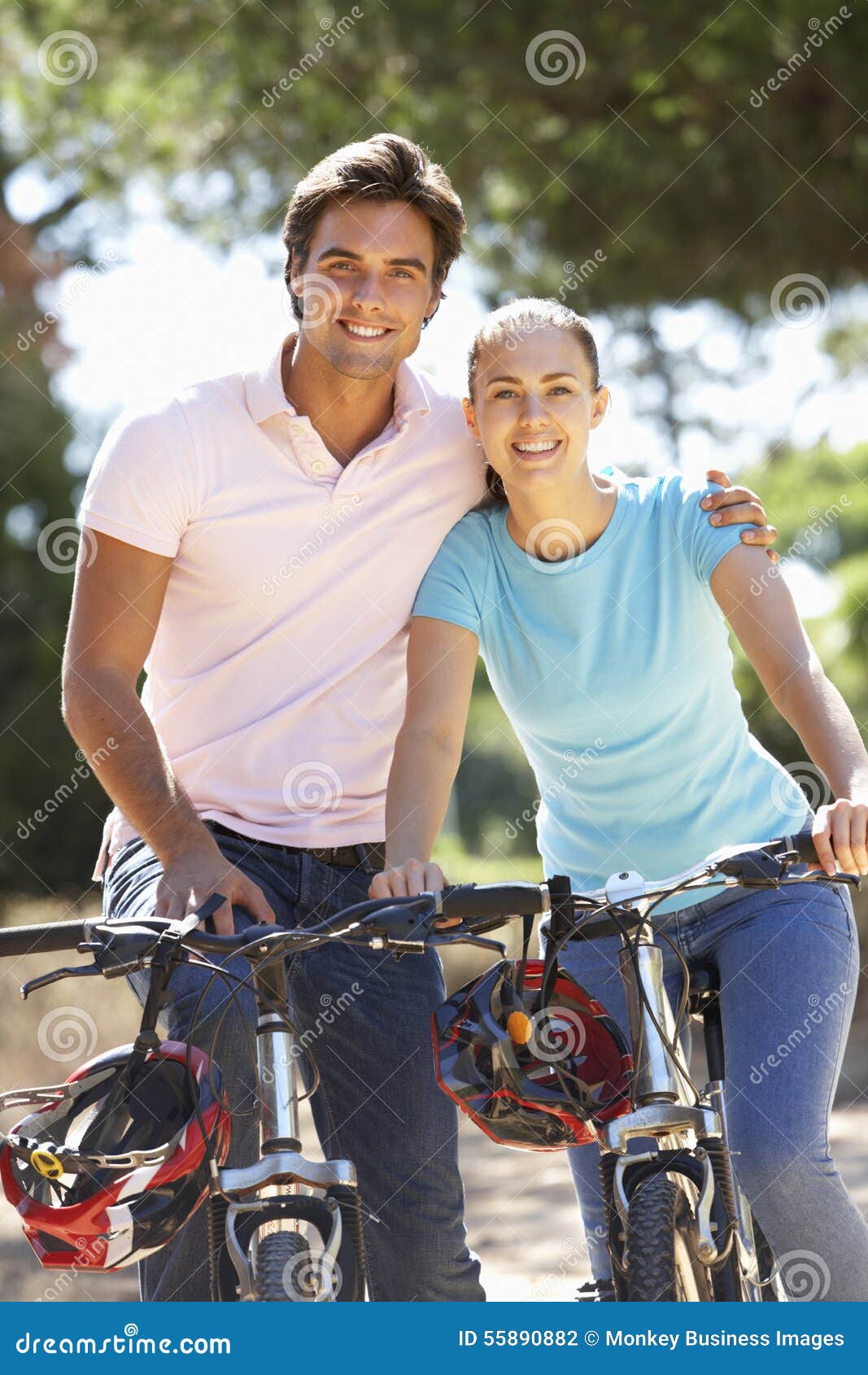 Couple on Cycle Ride Together Stock Photo - Image of outside, outdoor ...