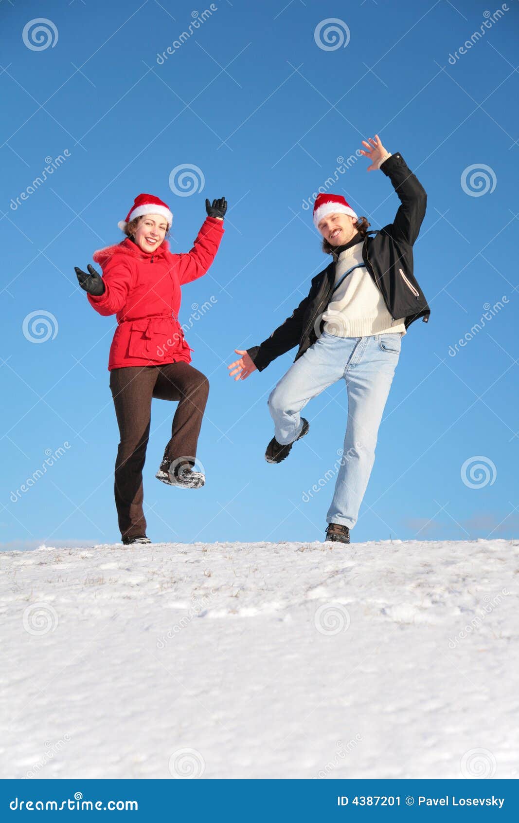Couple dance on snow hill stock image. Image of couple - 4387201