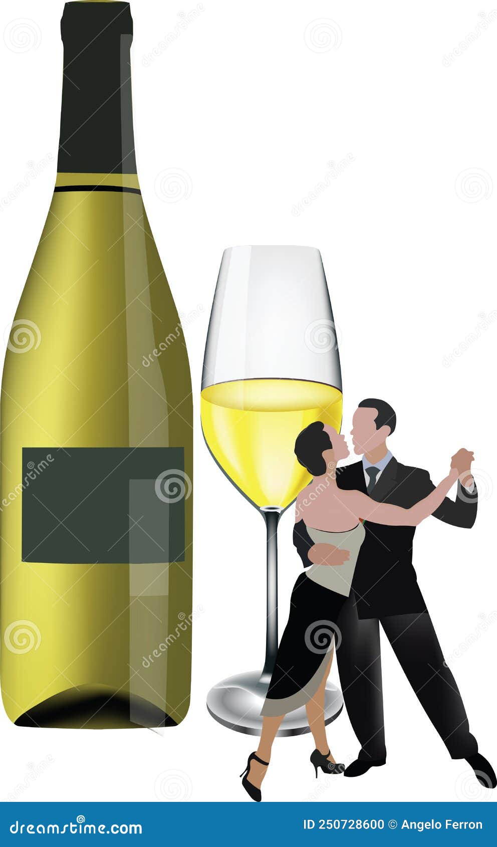 Couple of Dancers Dance Glass White Wine- Stock Vector - Illustration ...