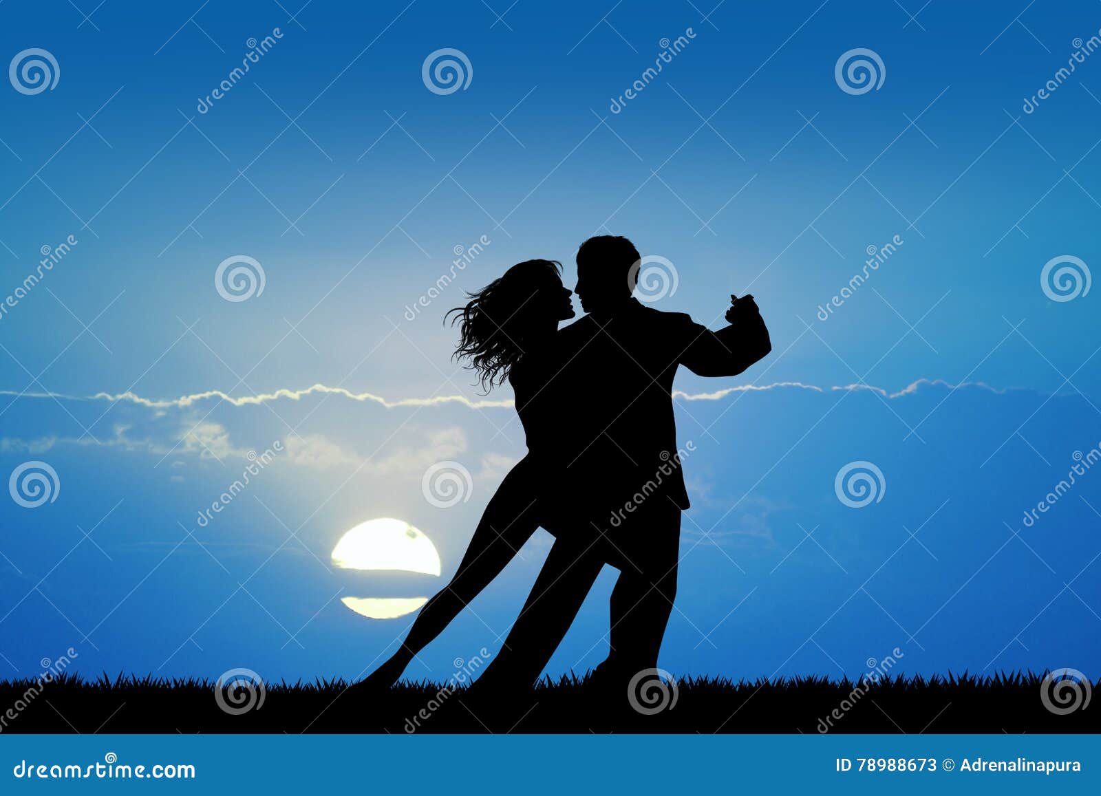 Couple Dancig Tango at Sunset Stock Illustration - Illustration of ...