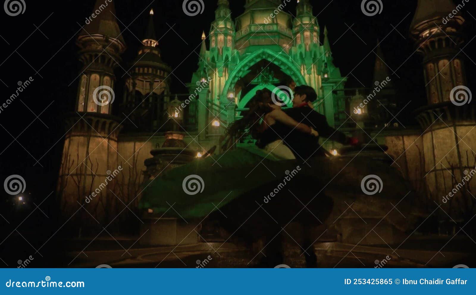 A Couple Dancing with Attraction on the Dance Floor Inside the Castle ...