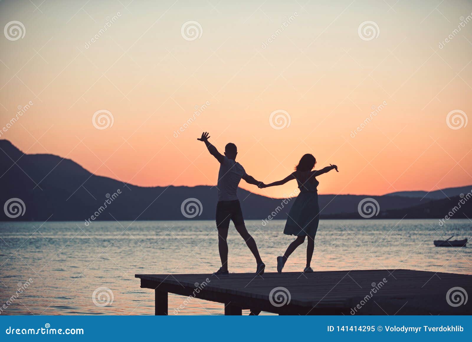 Couple Dancing at Beach on Sunny Day in Sunset. Stock Image - Image of ...
