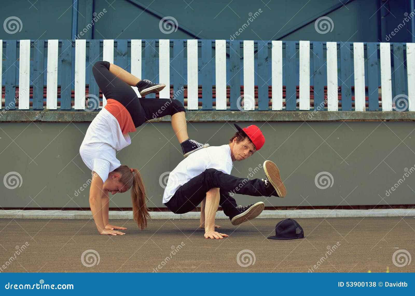 Couple Dancing Breakdance on the Street Stock Photo - Image of adult ...