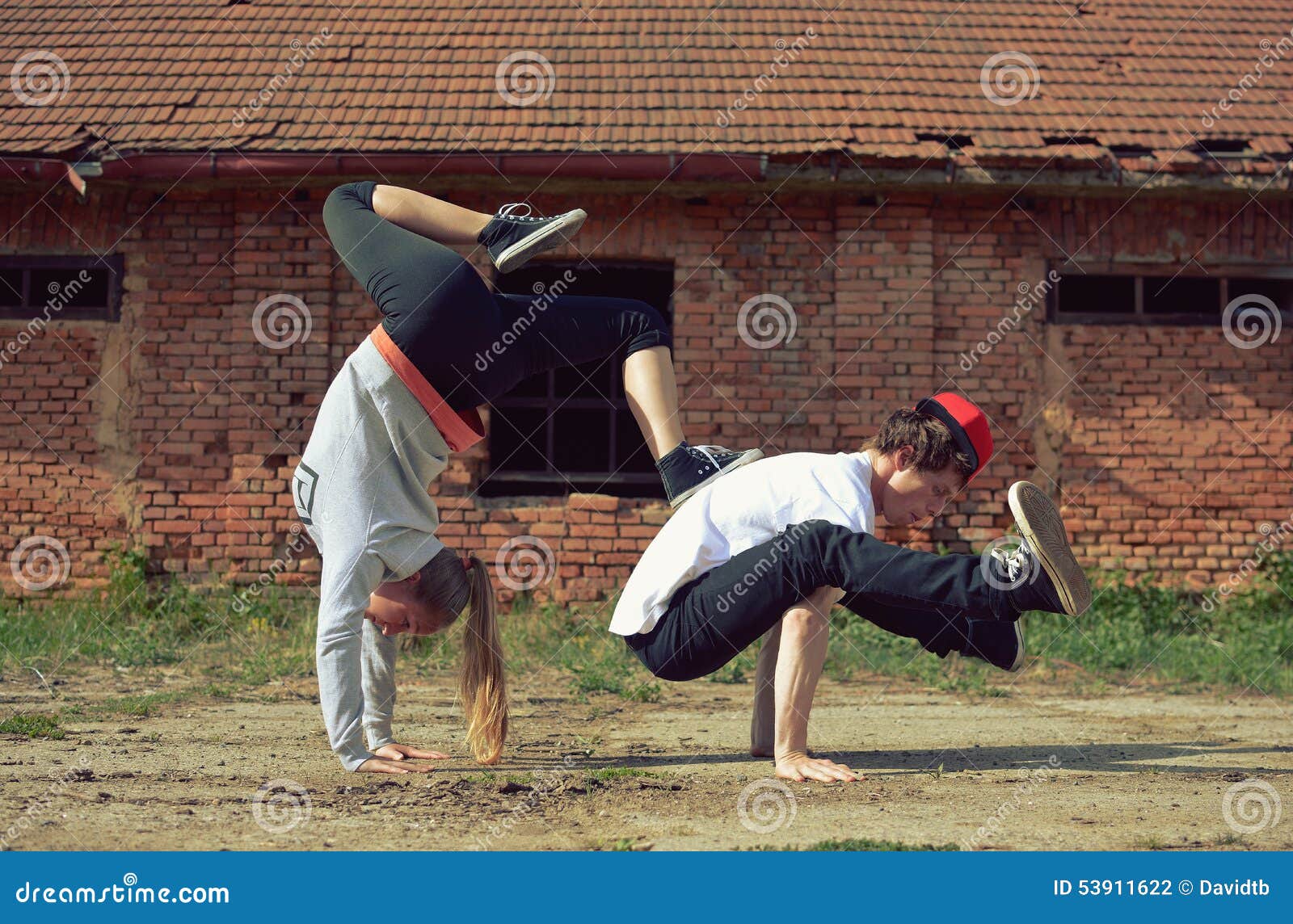 Couple Dancing Breakdance on the Street Stock Photo - Image of ...