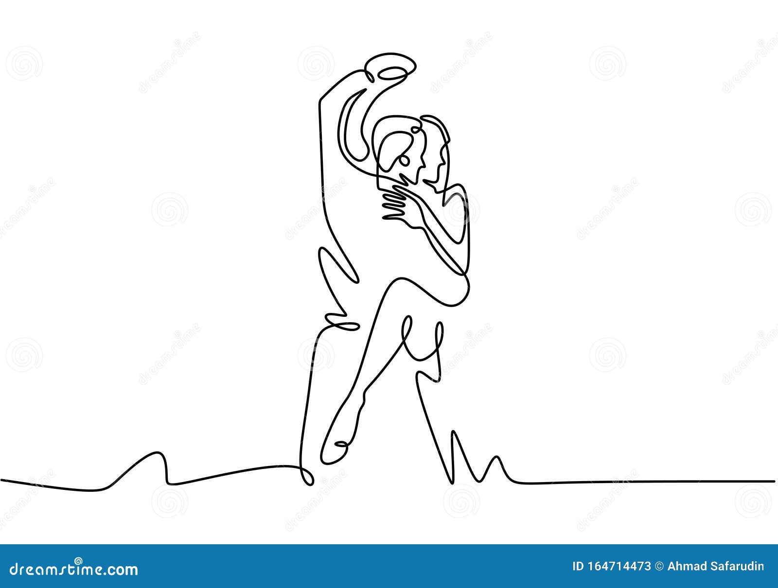 Couple Dancing With Continuous Line Drawing Minimalism Design Vector