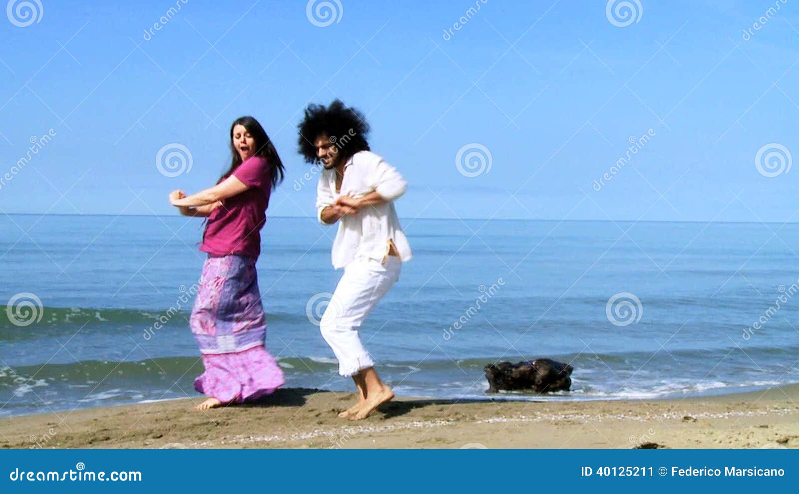 Couple Dancing Funny on the Beach in Vacation Stock Video - Video of ...